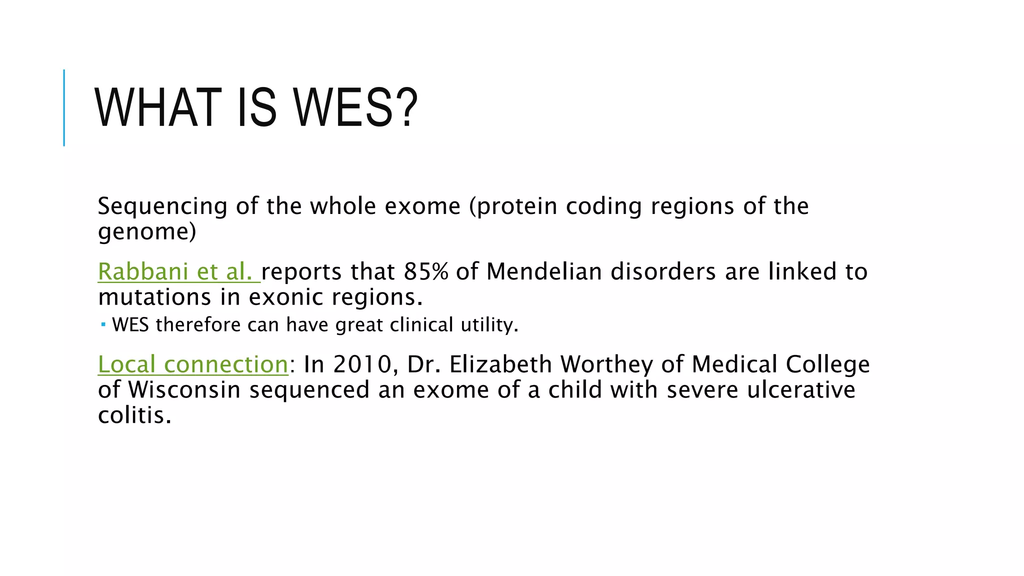 Whole exome sequencing(wes) | PPTX