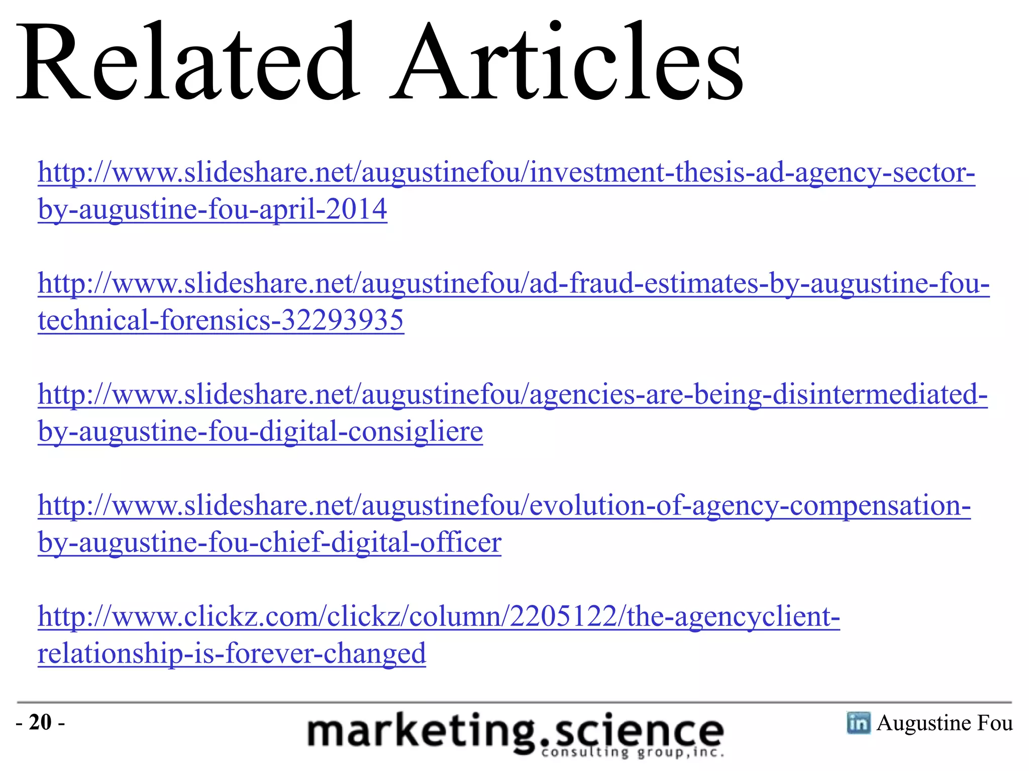 Whole funnel thinking augustine fou 2014 | PPTX | Advertising Industry | Industries