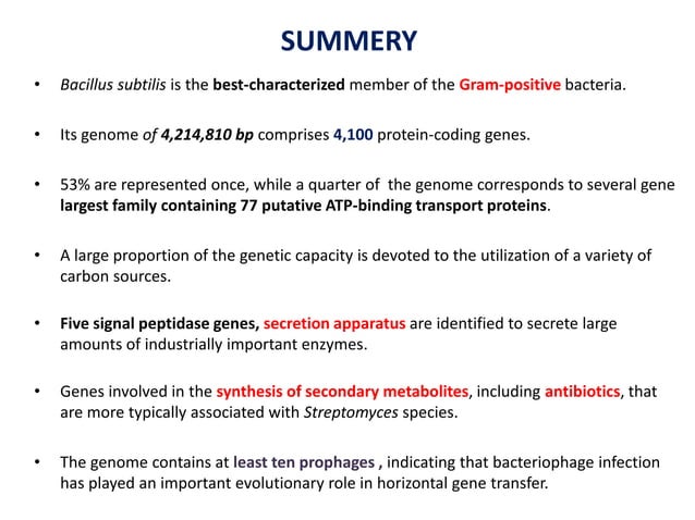 Whole genome sequencing of Bacillus subtilis a gram positive organism | PPT