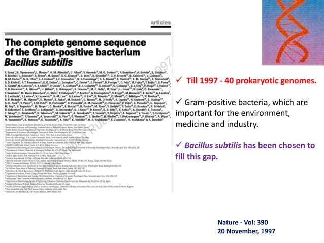 Whole genome sequencing of Bacillus subtilis a gram positive organism | PPT