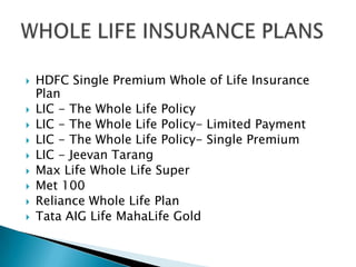 Wholelife insurance neetu | PPT