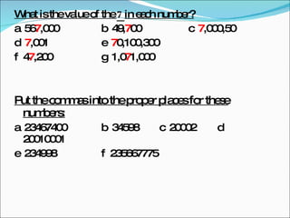 Whole Number Place Value Questions Set A | PPT