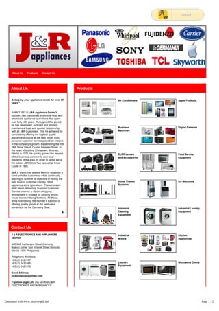 Wholesale Appliance - J & R Electronics and Appliances Center | PDF