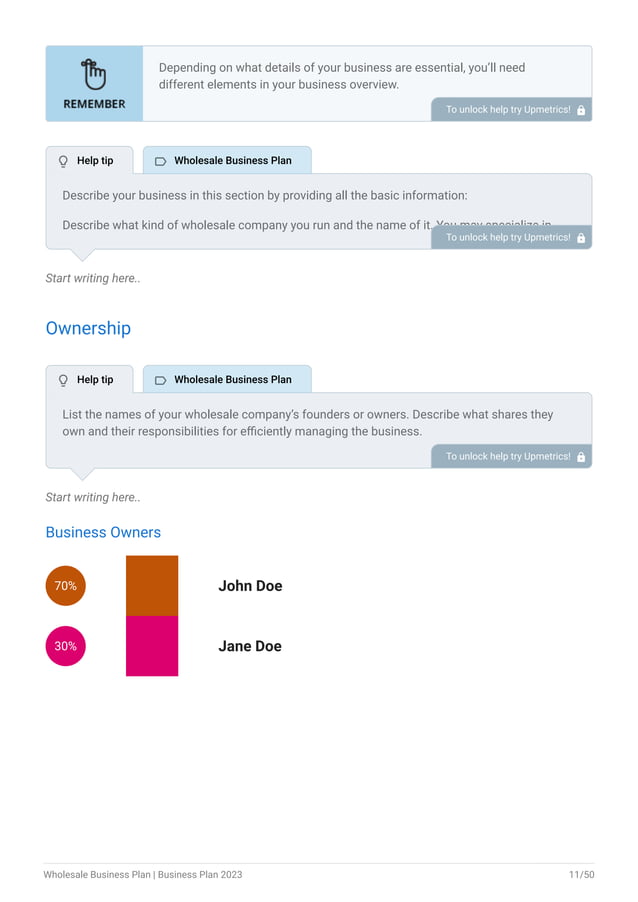 Wholesale Business Plan Example | Upmetrics | PDF