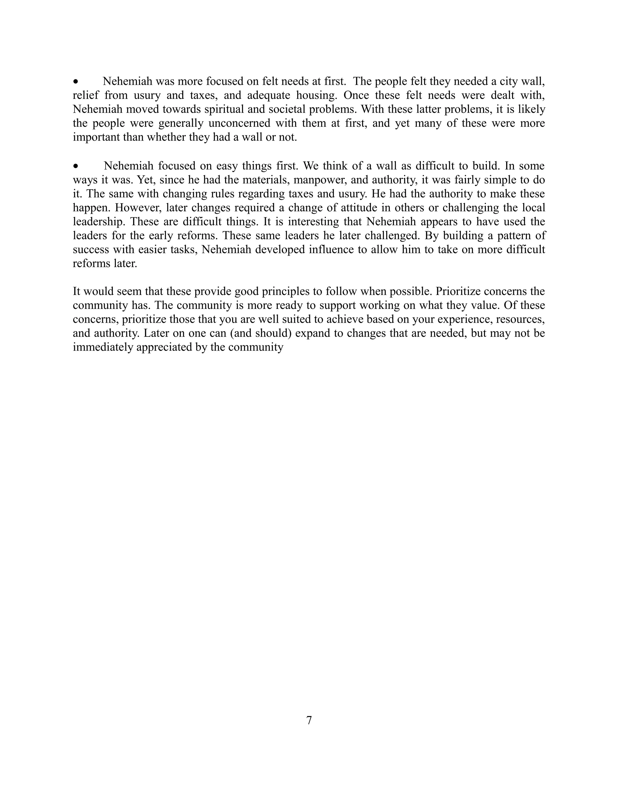 Wholistic Ministry and Nehemiah | PDF