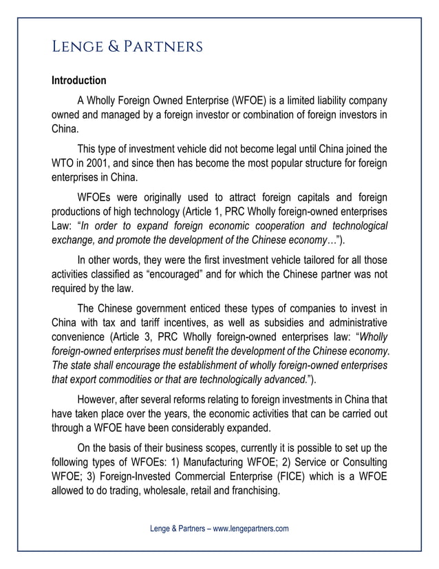 Wholly foreign owned enterprise in China | PDF | Business Accounting ...