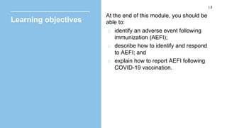 AEFI monitoring for COVID-19 vaccination | PDF