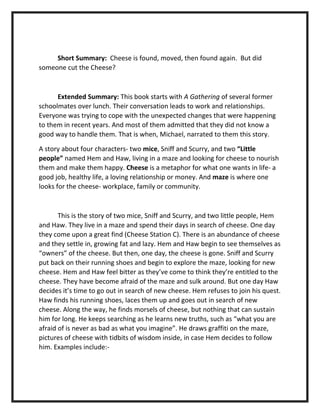 Who moved my cheese book review | DOC