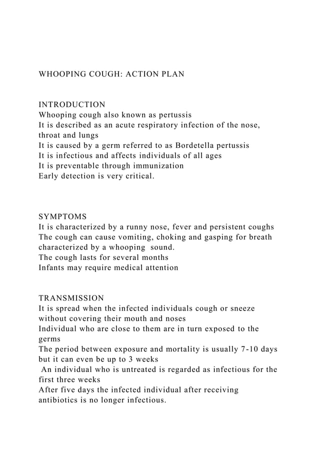 WHOOPING COUGH ACTION PLANINTRODUCTION Whooping cough a.docx