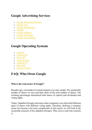 Who Owns Google? Top Alphabet (Google) Shareholders | PDF
