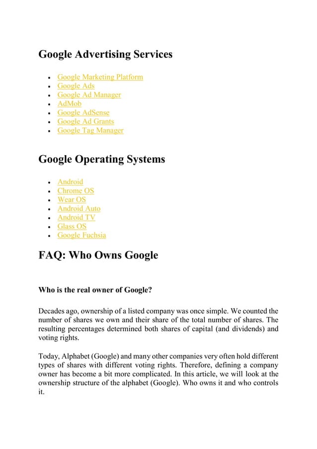 Who Owns Google? Top Alphabet (Google) Shareholders | PDF