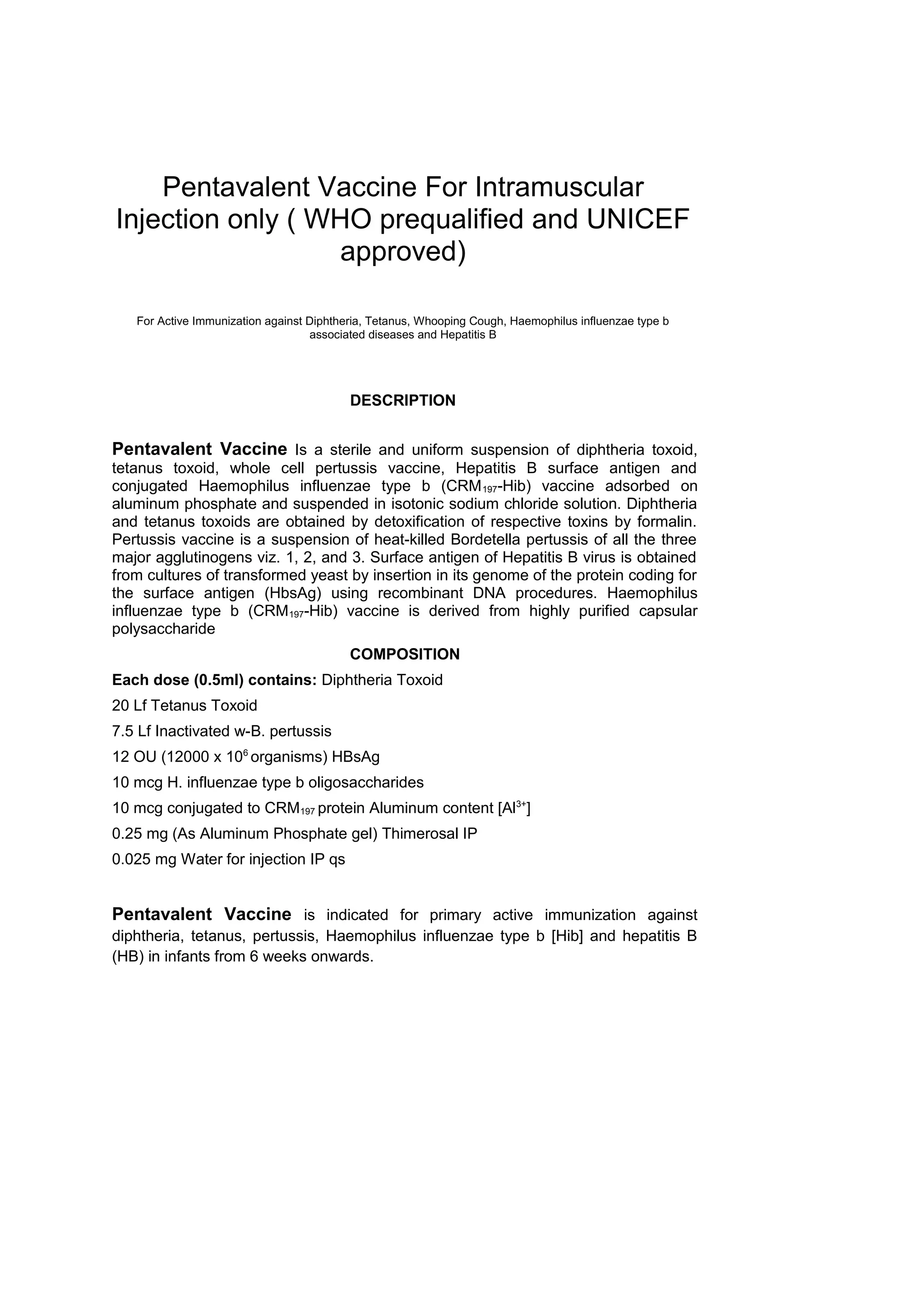 WHO prequalified pentavalent vaccine | DOC | Vaccines | Medical Health