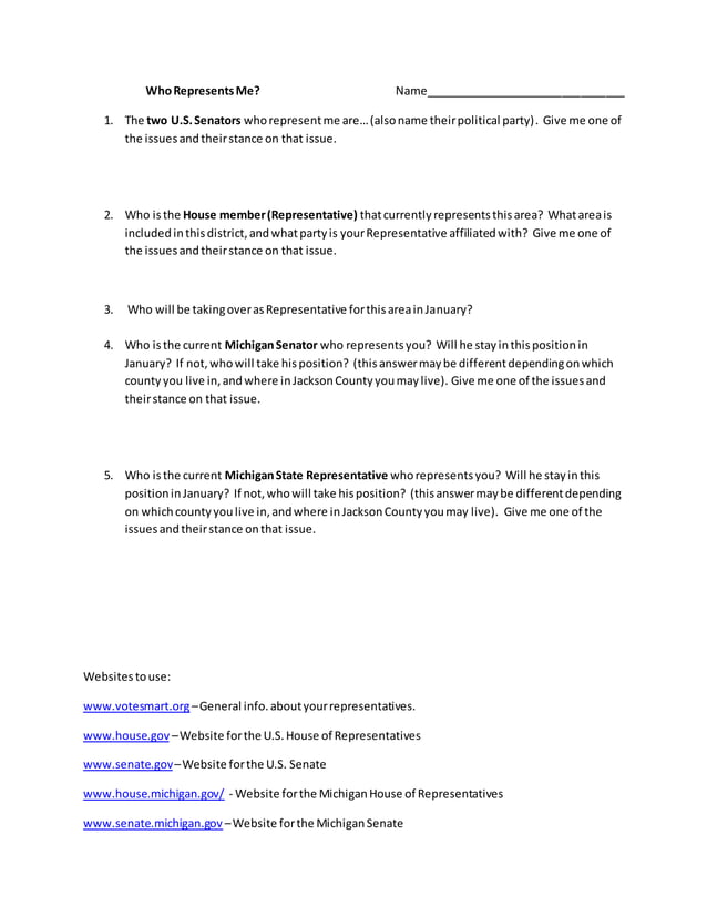 Who represents me | DOCX | Politics