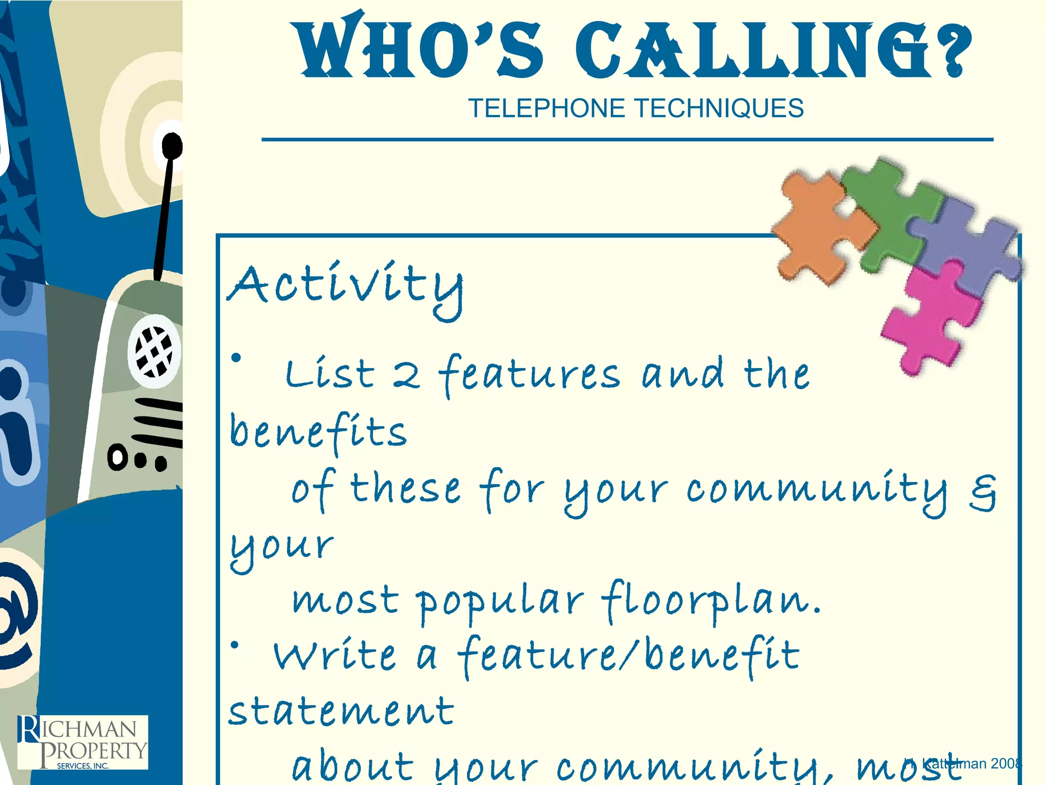 Who\'s Calling - Telephone Techniques | PPT