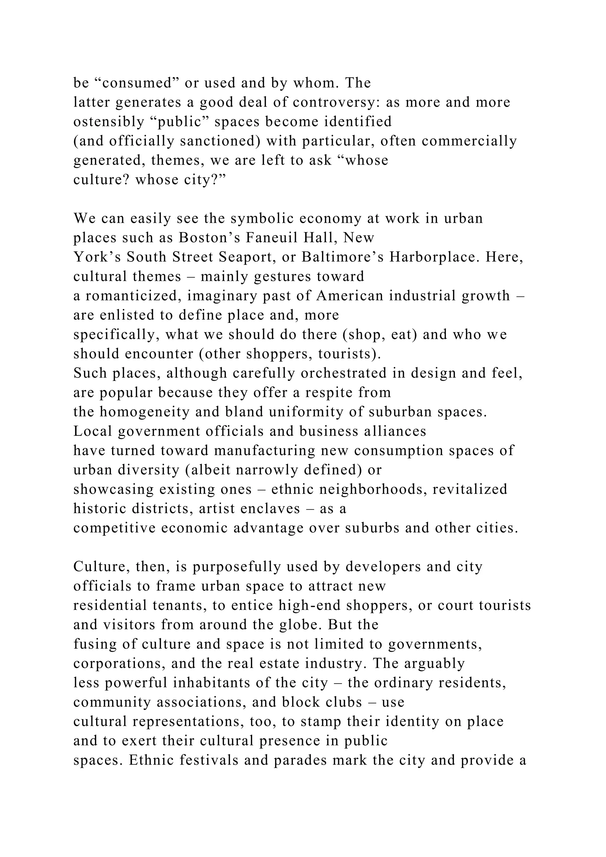 Whose Culture Whose City”from The Cultures of Cities (199.docx