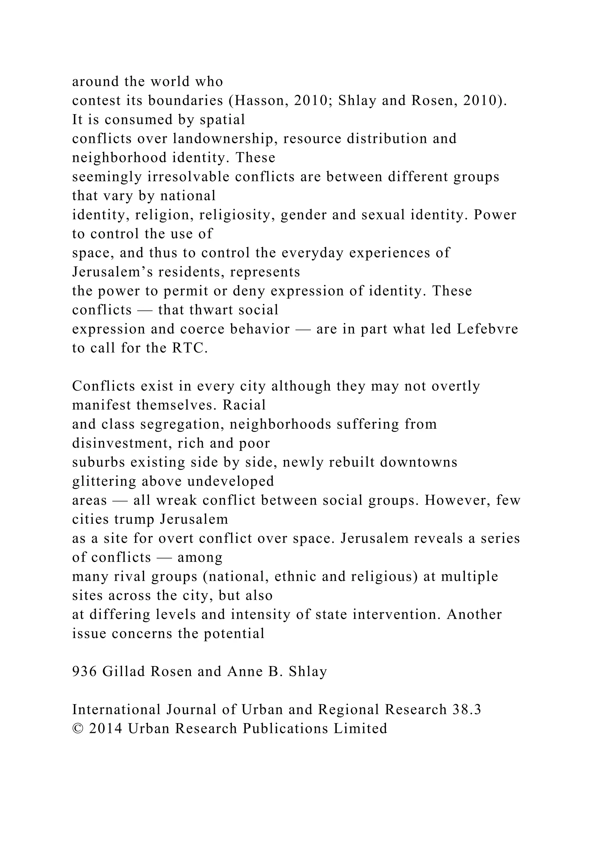 Whose Right to JerusalemGILLAD ROSEN and ANNE B. SHLAY.docx