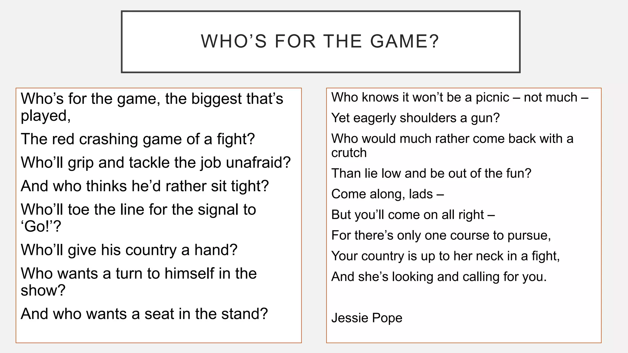 Who's for the Game? | PPTX