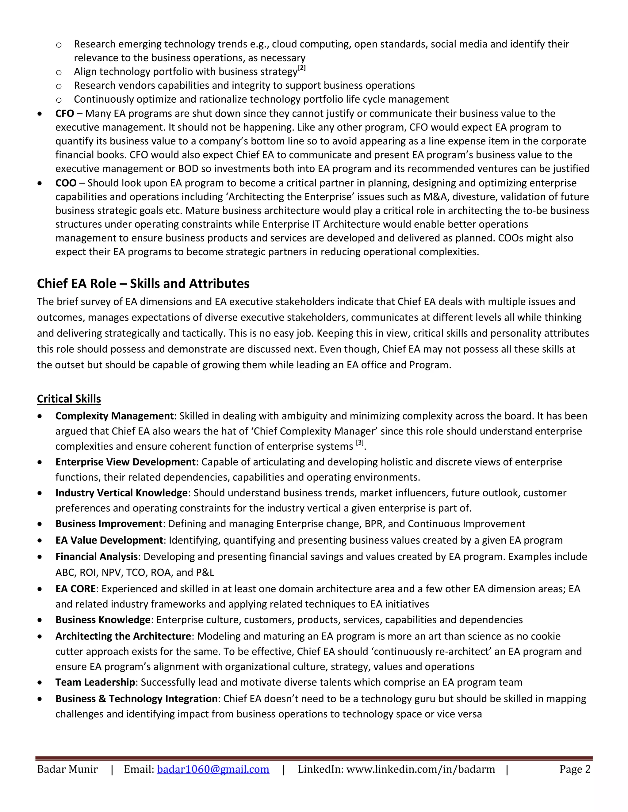 Who should be chief enterprise architect | PDF