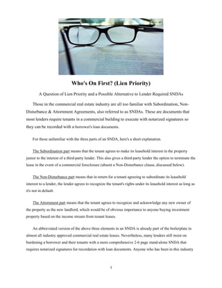 Who's on first (a question of lien priority), by Carlton Roark | PDF