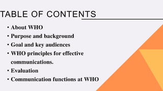 Who strategic communication framework | PPTX