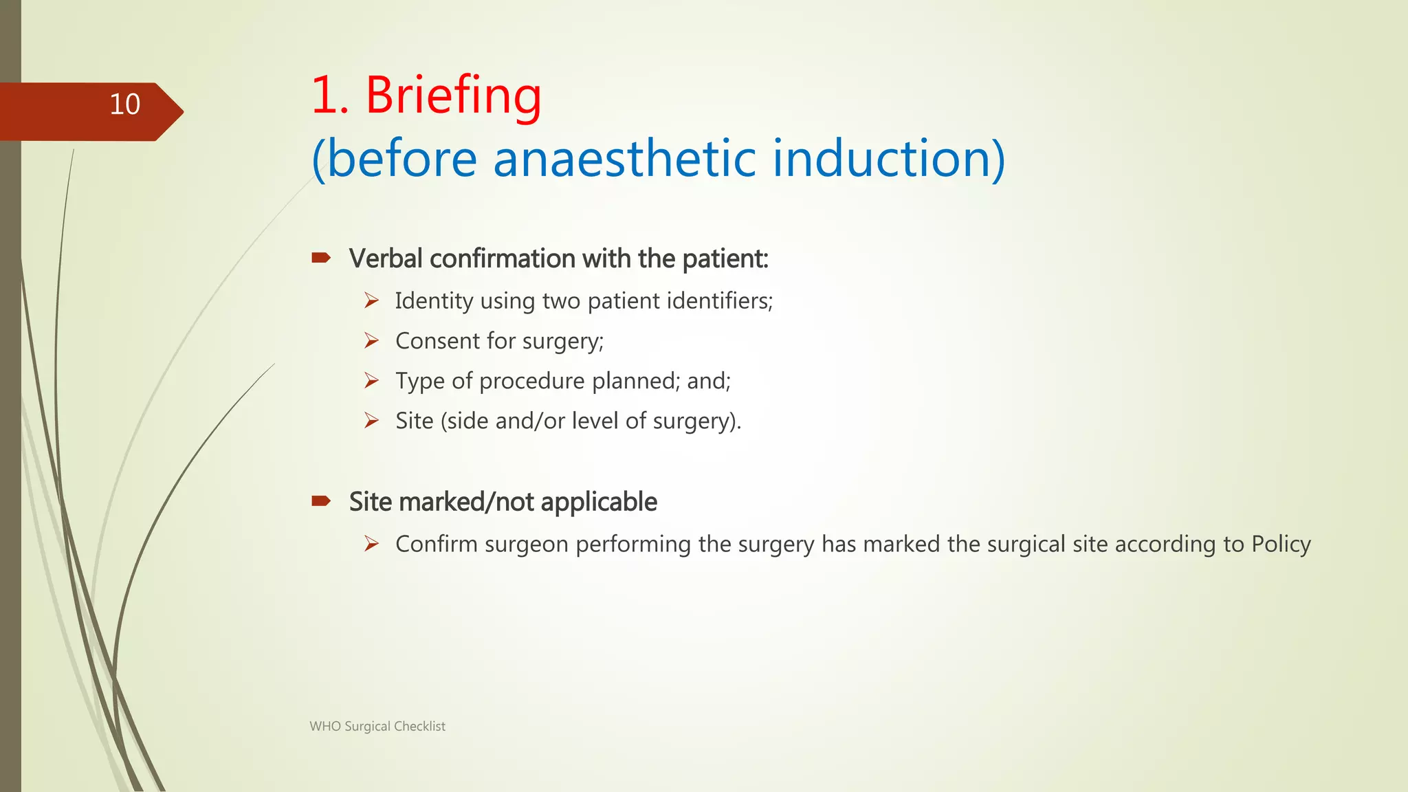 Who Surgical Checklist: Principles and Procedures | PPTX