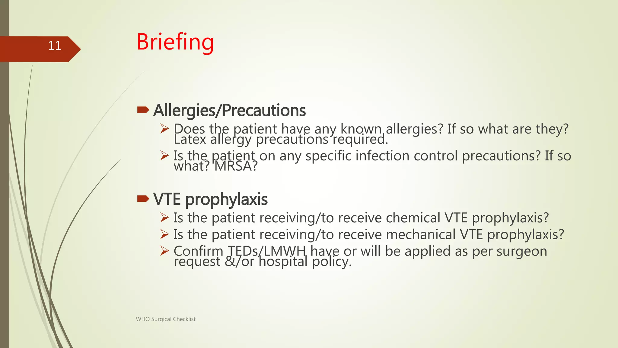 Who Surgical Checklist: Principles and Procedures | PPTX