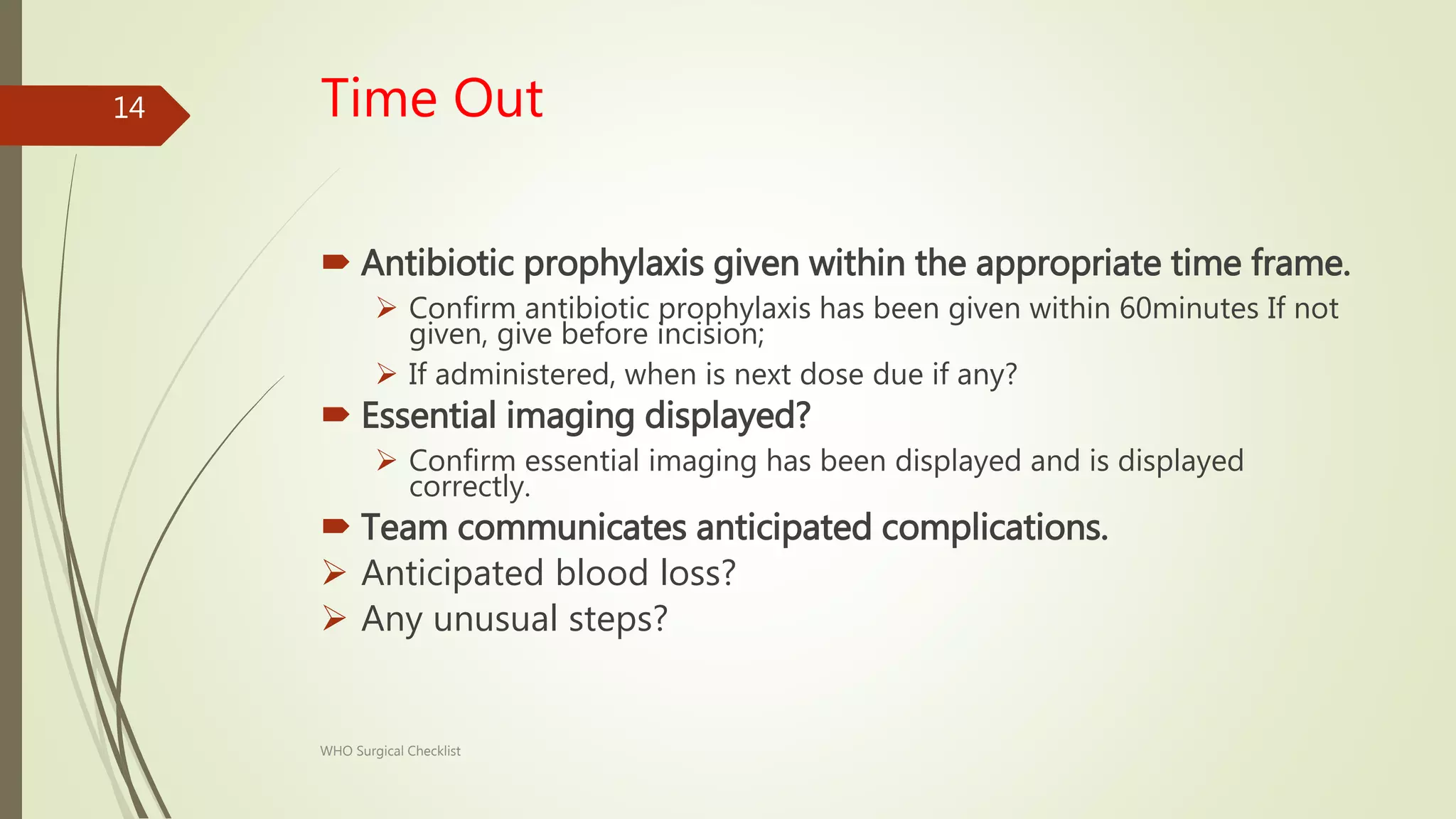 Who Surgical Checklist: Principles and Procedures | PPTX