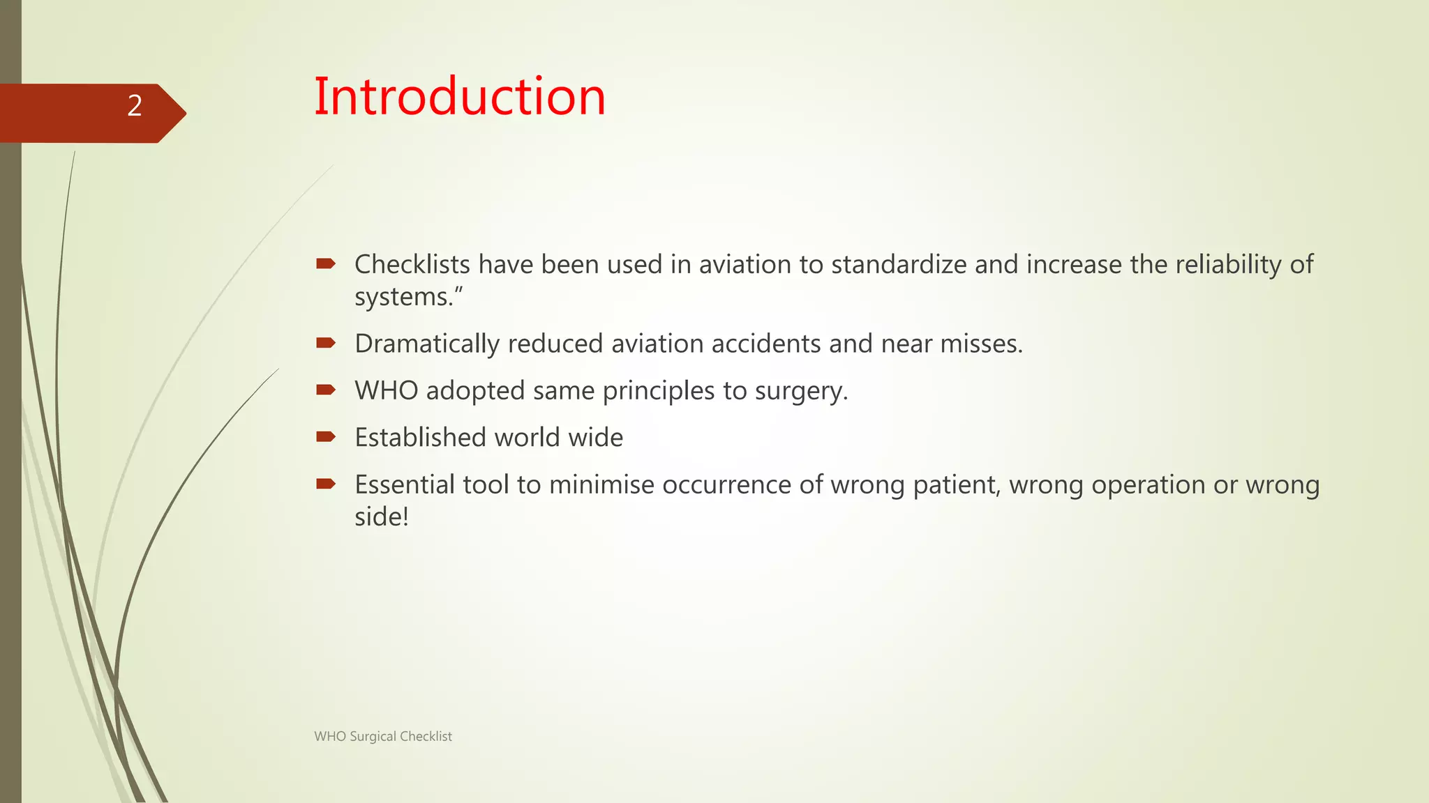 Who Surgical Checklist: Principles and Procedures | PPTX
