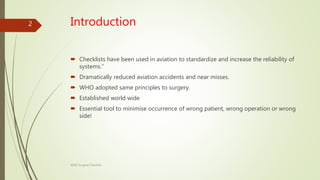Who Surgical Checklist: Principles and Procedures | PPTX