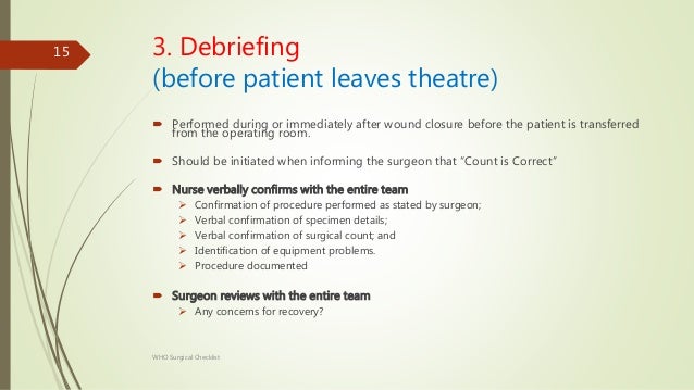 Who Surgical Checklist: Principles and Procedures