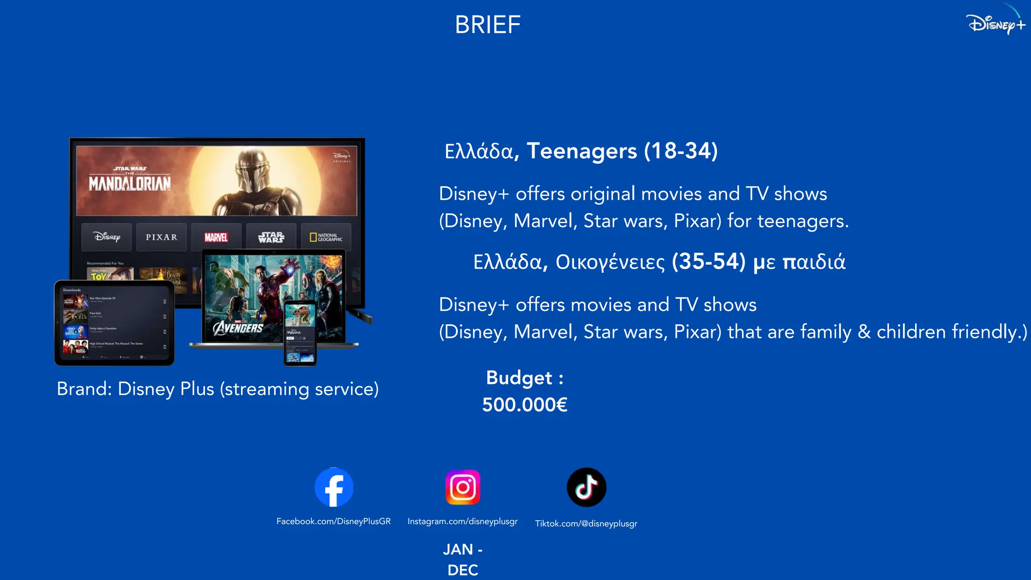 A complete digital marketing strategy presentation for Disney+. | PPTX