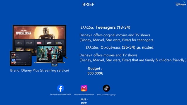 A complete digital marketing strategy presentation for Disney+. | PPTX