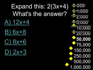 Who wants to be a millionaire? - Maths Questionnaire | PPTX | Gifts and ...