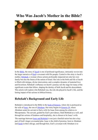 Who Was Jacob’s Mother in the Bible.docx