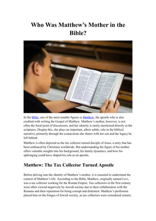 Who Was Matthew’s Mother in the Bible.docx
