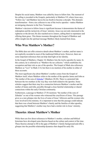 Who Was Matthew’s Mother in the Bible.docx