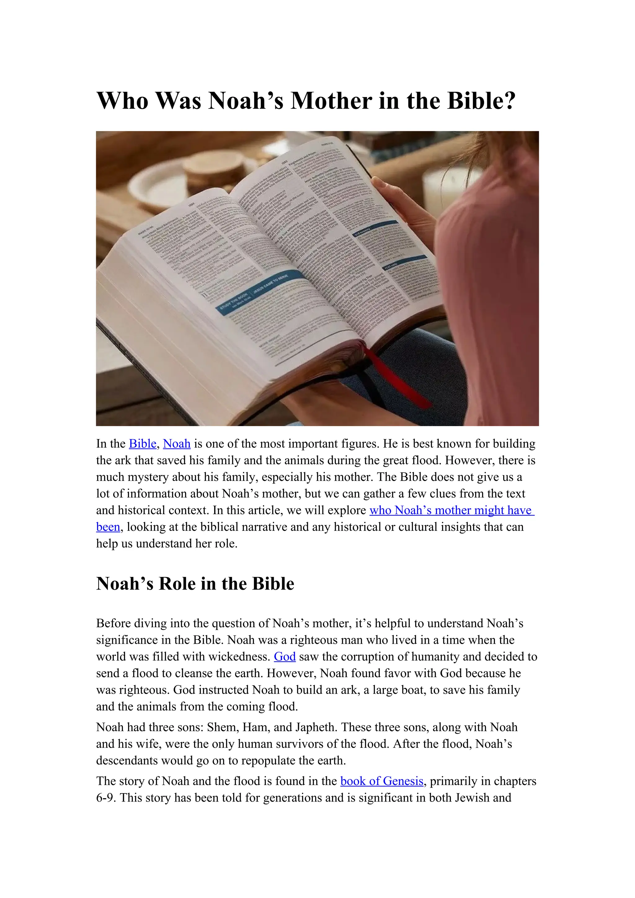 Who Was Noah’s Mother in the Bible .docx