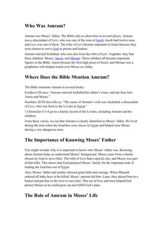 Who Was the Father of Moses in the Holy Bible.docx