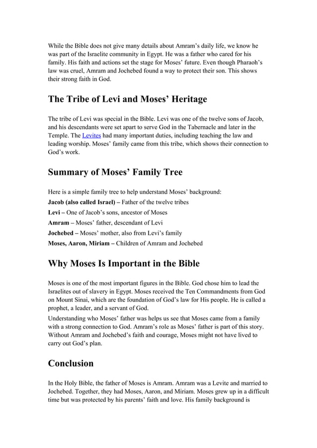 Who Was the Father of Moses in the Holy Bible.docx