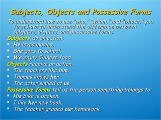 Who, whom, whose, when, where | PPT
