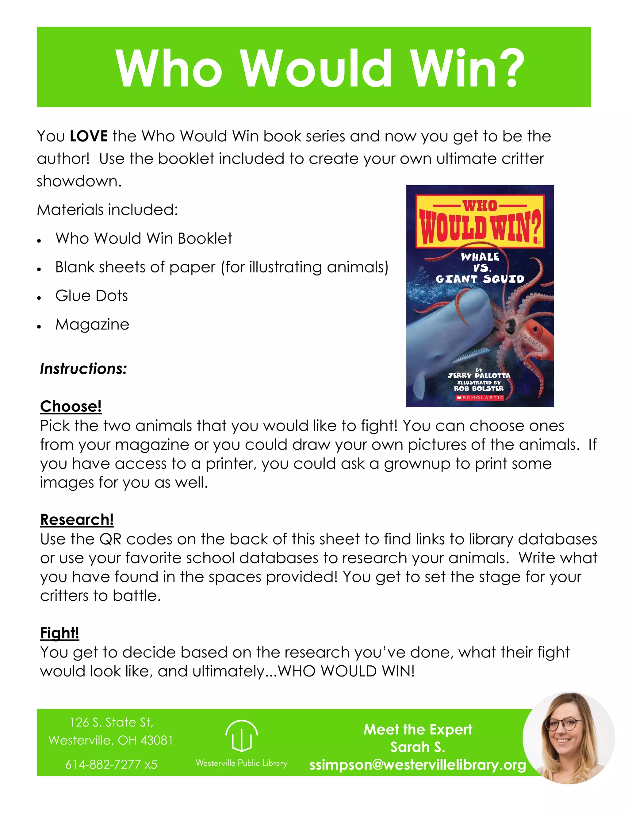 Who Would Win Printable Craft Booklet Instructions | PDF