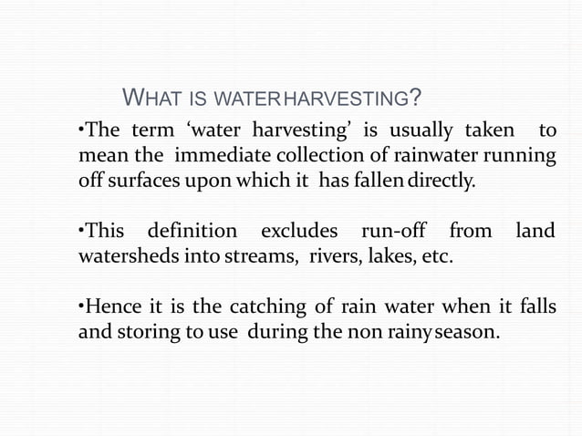 Water harvesting principles and methods | PPT