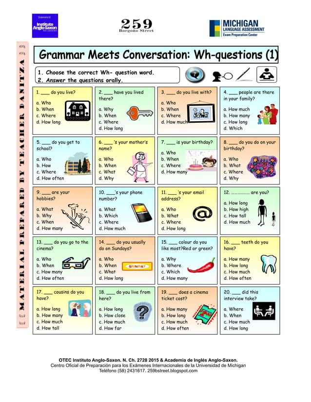 Wh Question Grammar Meets Conversation A1 | PDF