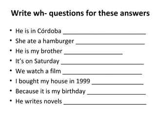 Wh questions | PPT