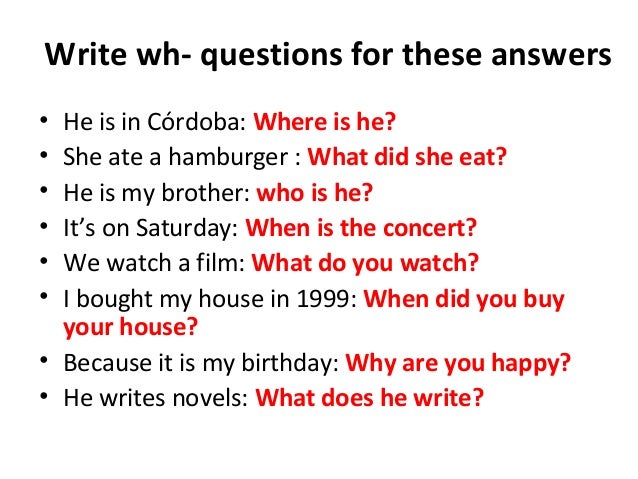 Wh Questions Examples