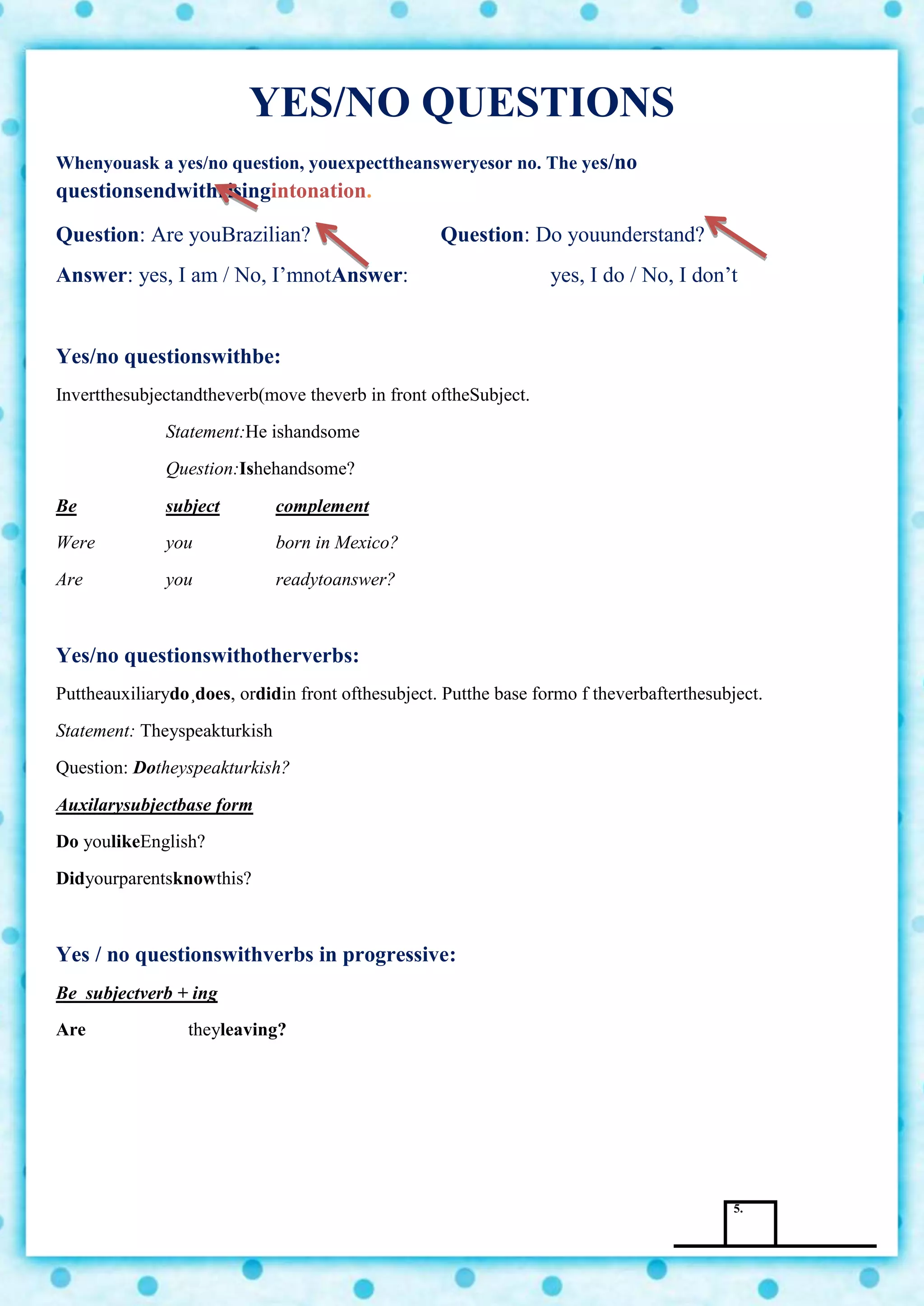 Wh questions and yes no questions | DOCX | Dating | Family and ...