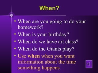 Wh questions lesson plan | PPT