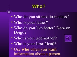 Wh questions lesson plan | PPT