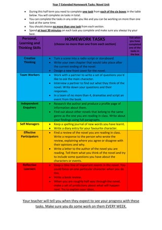 Whs english homework design | PDF