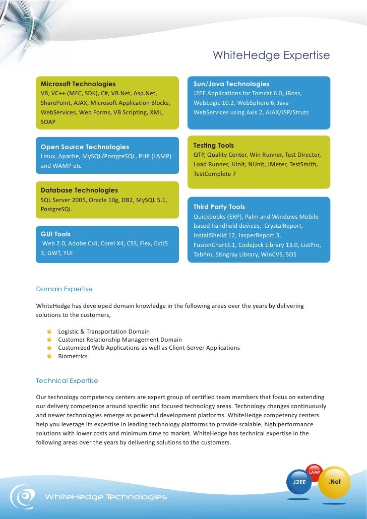 Whitehedge Technologies Services Overview